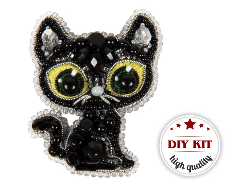 Black Cat Beadwork Brooch DIY Kit Jewelry Making Set Bead - Etsy