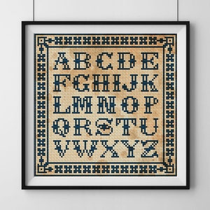 English Alphabet PDF Cross Stitch Pattern, Antique Embroidery Chart ...