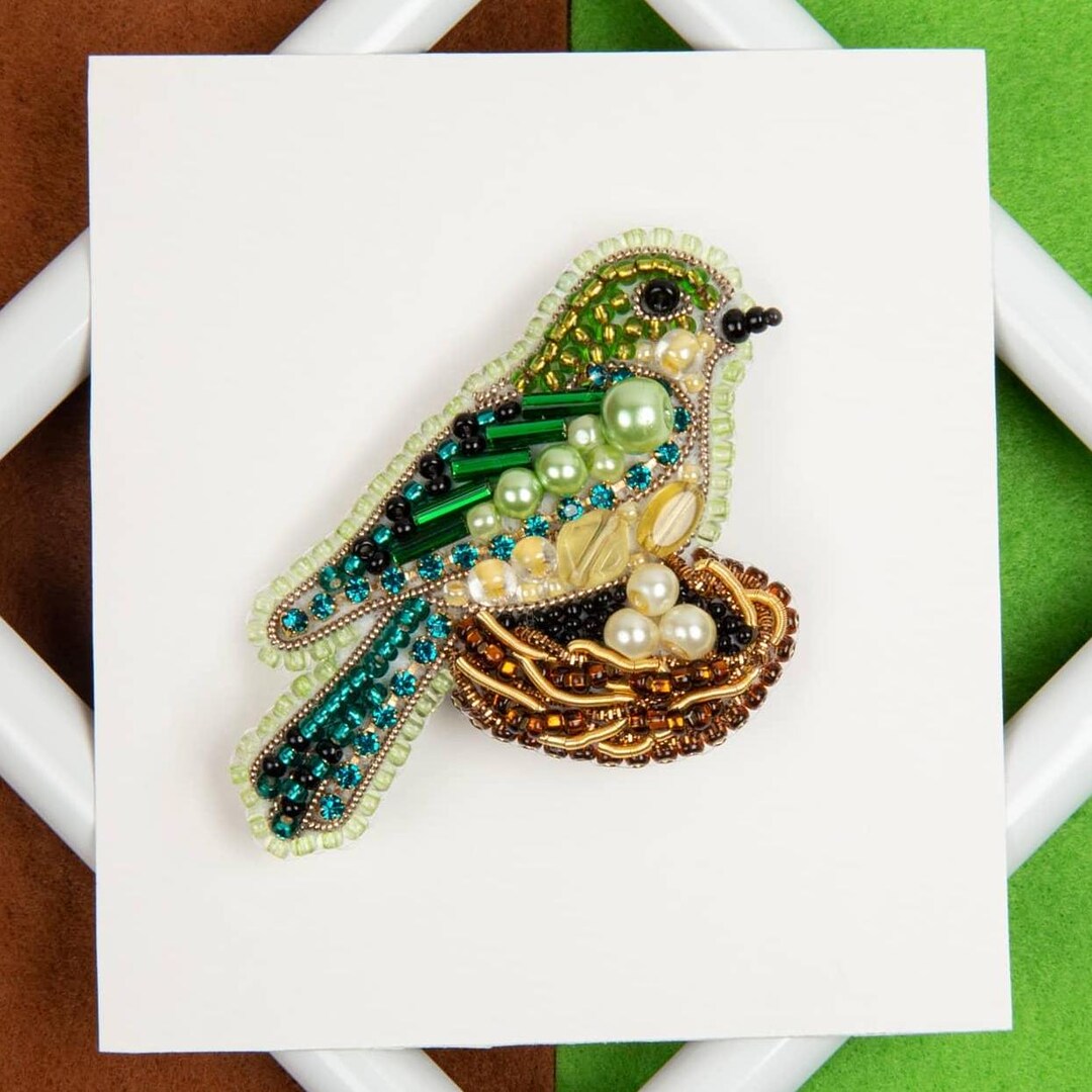 Beaded Bird Pin Making Kit, Bird Brooch Bead Embroidery Kit, Nature ...