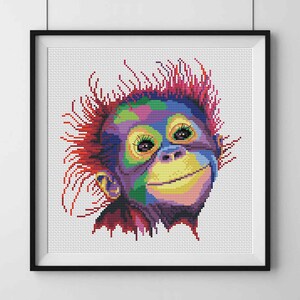 Cute Monkey Cross Stitch Pattern, Monkey Embroidery Design, DIY Nursery ...