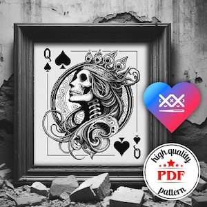 The Queen of Spades Embroidery Pattern, Halloween Cross Stitch Chart ...