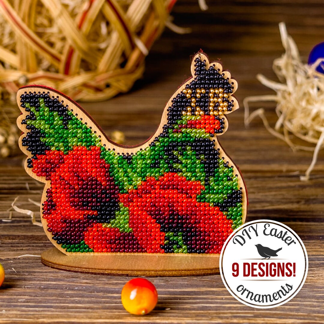 DIY Easter Chickens Bead Embroidery Kits, Easter Ornaments Beading Kits ...