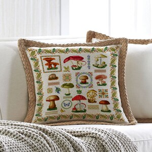 Square Sampler Cross Stitch Pattern PDF Mushrooms Cross - Etsy