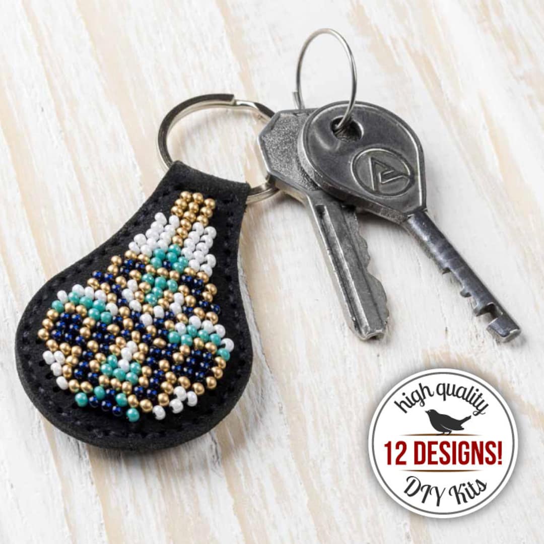 DIY Keychain Bead Embroidery Kit, Beaded Keychain Making Kit ...