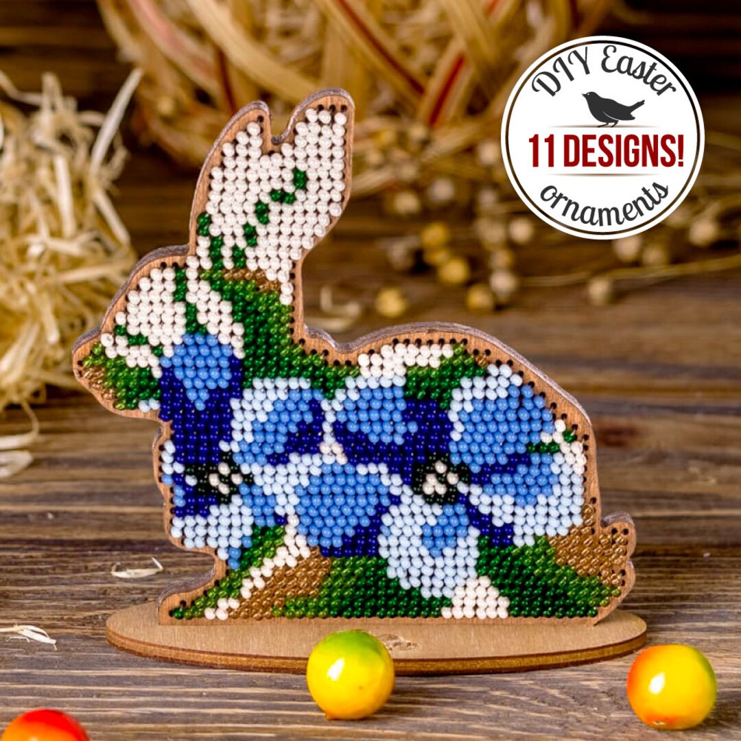 DIY Easter Bead Embroidery Kit, Easter Bunny Beading Kit, Beaded Easter ...