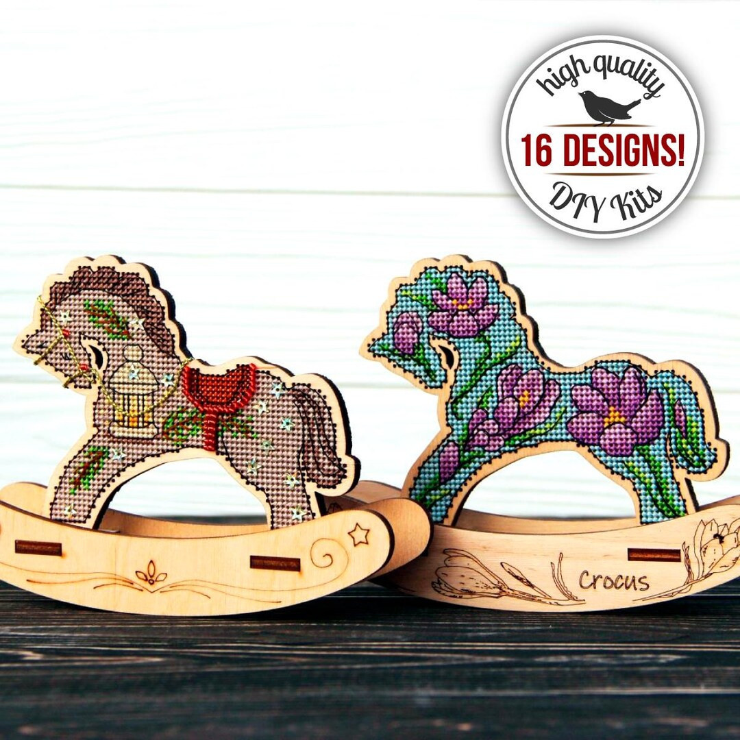 DIY Wooden Rocking Horse Cross Stitch Kit, Rocking Horse Christmas ...
