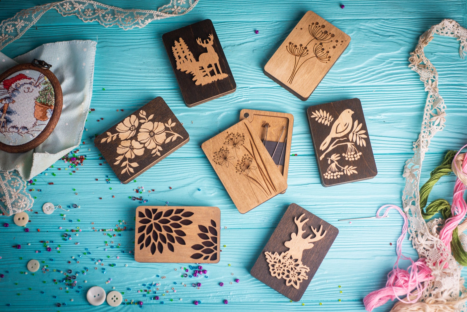 Needle Storage Wood Box Cross-stitch Tool With Magnetic | Etsy