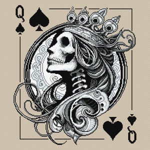 The Queen of Spades Embroidery Pattern, Halloween Cross Stitch Chart ...