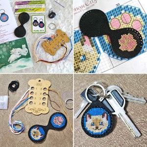 DIY Keychain Cross Stitch Kit, Embroidered Keychain Making Kit, DIY ...