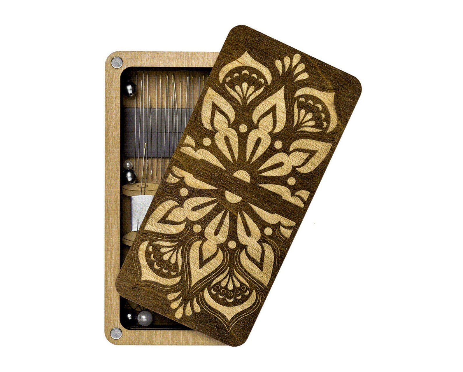 Craft needle holder wood box with magnet needle minder | Etsy