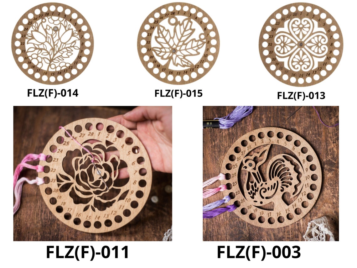 Embroidery Organizer Round Floss Holder Floral Design Thread - Etsy