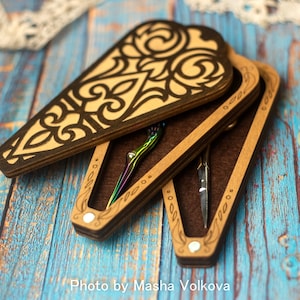 Needlework Scissors Holder, Wooden Organizer for Embroidery Supplies ...