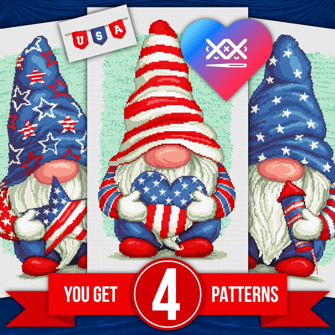 PDF American Gnomes Embroidery Chart, American Gnomes Cross Stitch ...