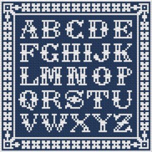 English Alphabet PDF Cross Stitch Pattern, Antique Embroidery Chart ...