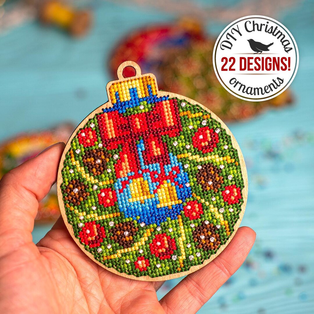 DIY Christmas Ball Ornament Making Kits, Christmas Cross Stitch Kits ...