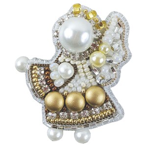 Angel Beadwork Brooch DIY Kit Bead Embroidery Pin Gold&white - Etsy