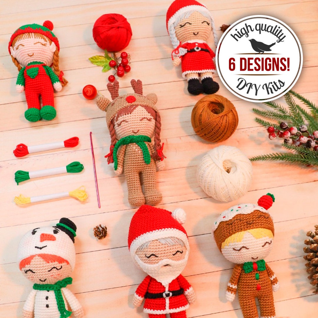 DIY Christmas Dolls Crochet Kits Collection, Xmas Amigurumi Kits ...