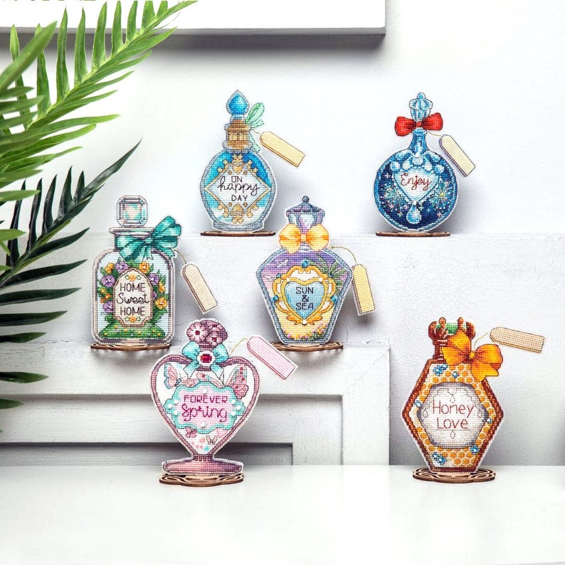 DIY Memory Bottles Embroidery Kits, Memory Jars Cross Stitch Design ...