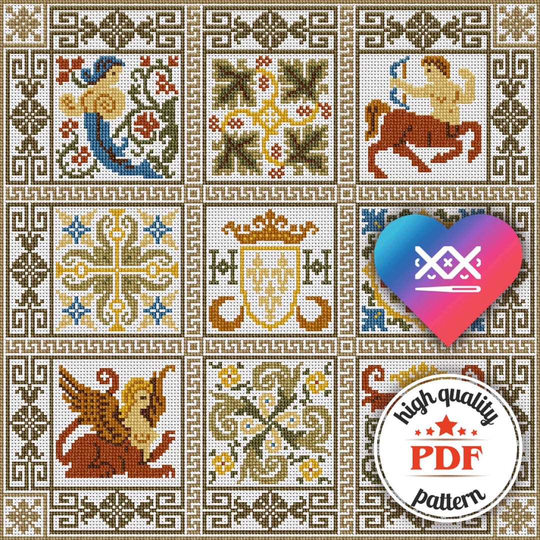 PDF Greek Mythology Cross Stitch Pattern, Vintage Embroidery Design ...