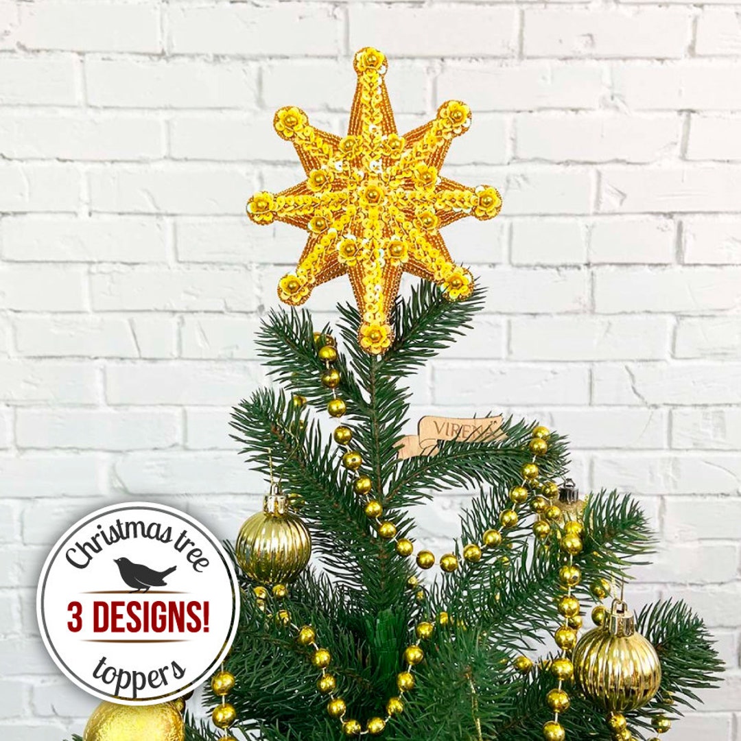DIY Christmas Tree Topper, Beaded Christmas Ornament, Bead Embroidery ...