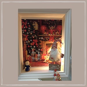 Christmas Shadow Box, Xmas Shadow Box With Lighting, Christmas Wooden ...