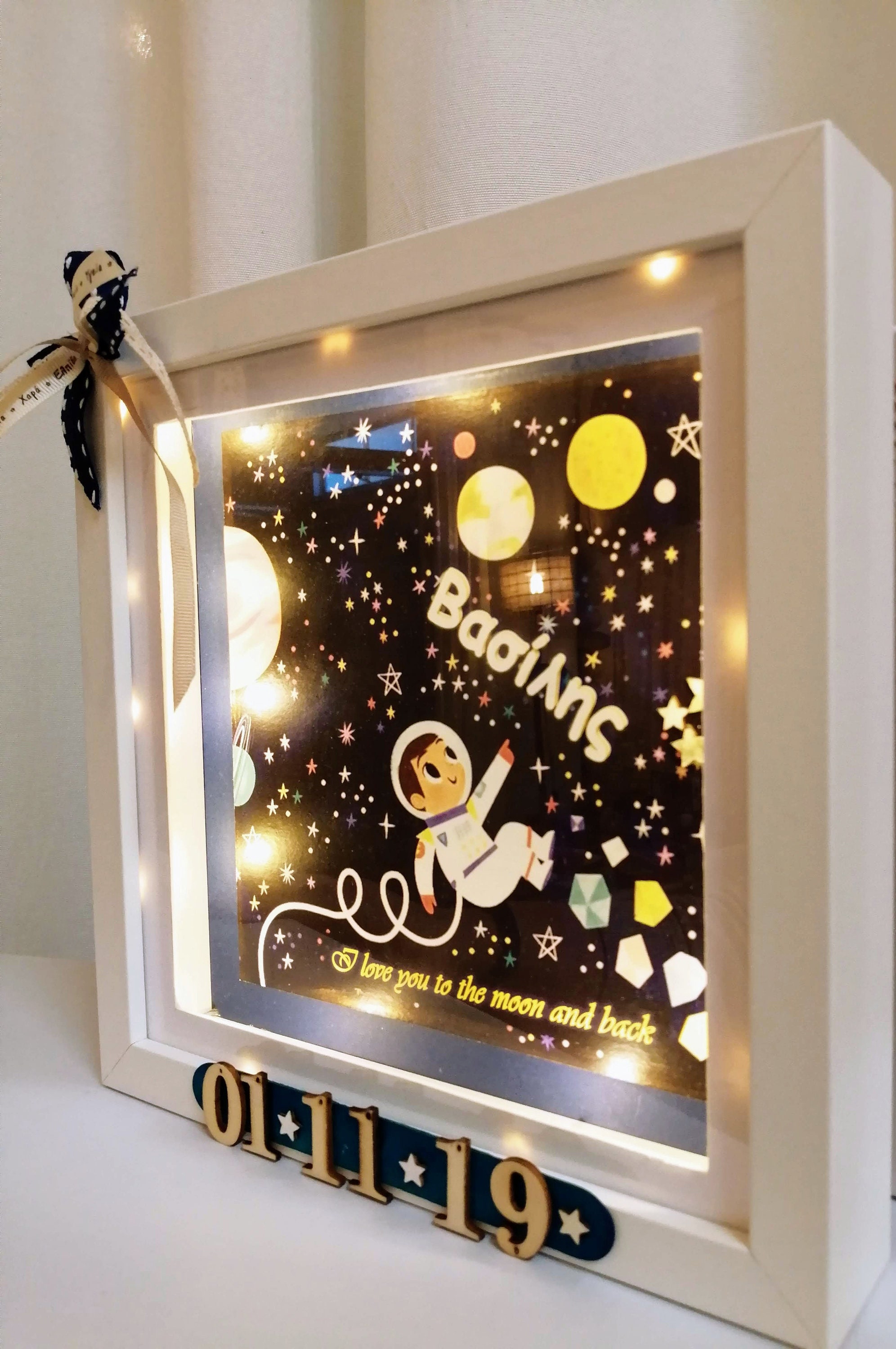 Shadow Box Personalized Led Light Astronaut Space Planets - Etsy Canada