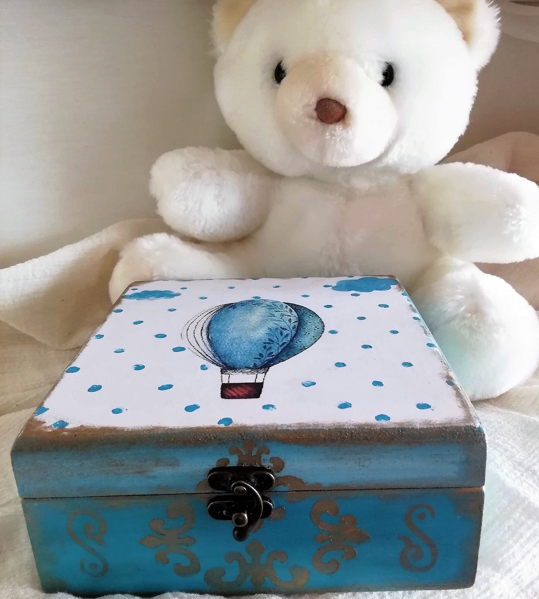 Personalized New Baby Boy Keepsake Box: Hand-painted Wooden Memory Box ...