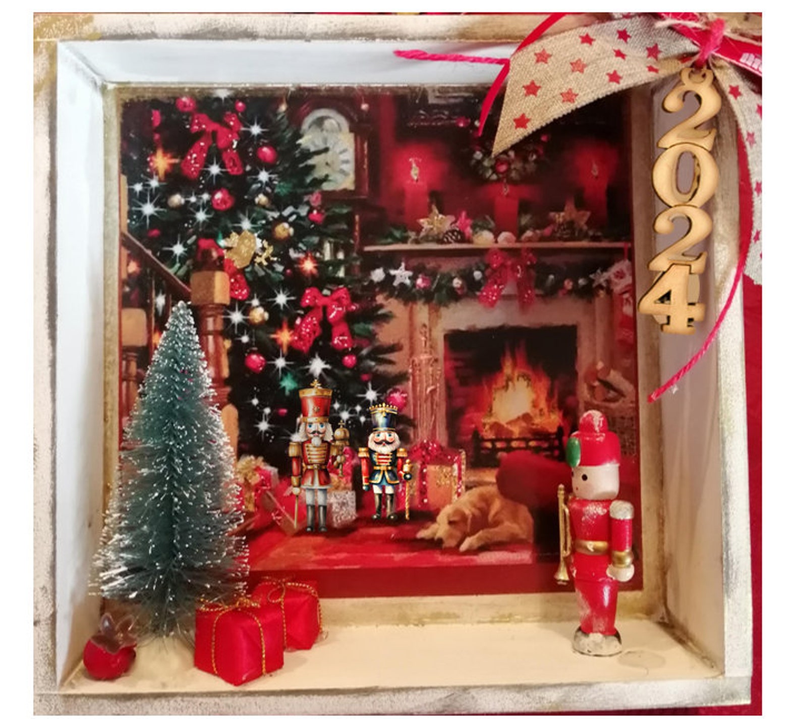 Christmas Shadow Box, Xmas Shadow Box With Lighting, Christmas Wooden ...