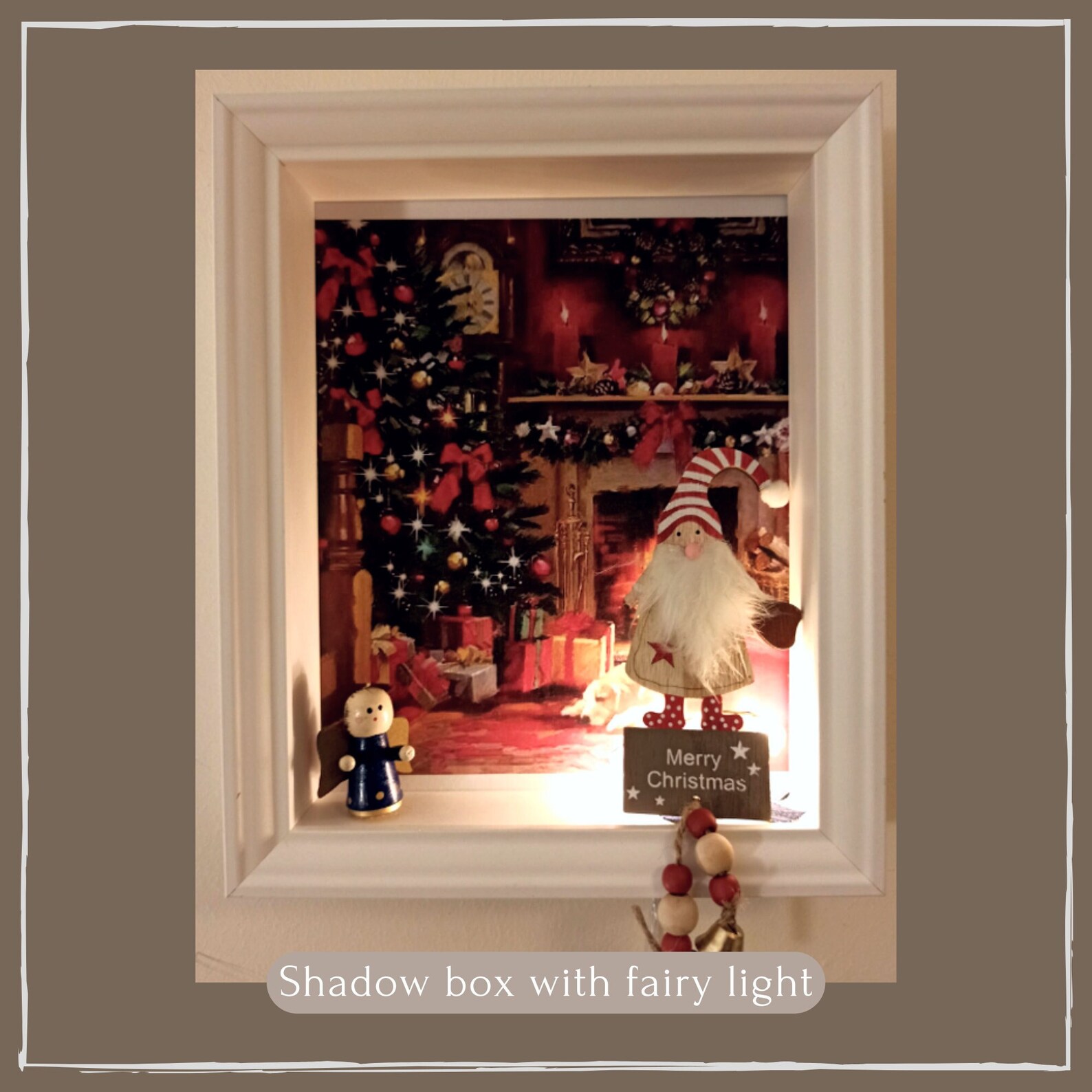 Christmas Shadow Box, Xmas Shadow Box With Lighting, Christmas Wooden ...