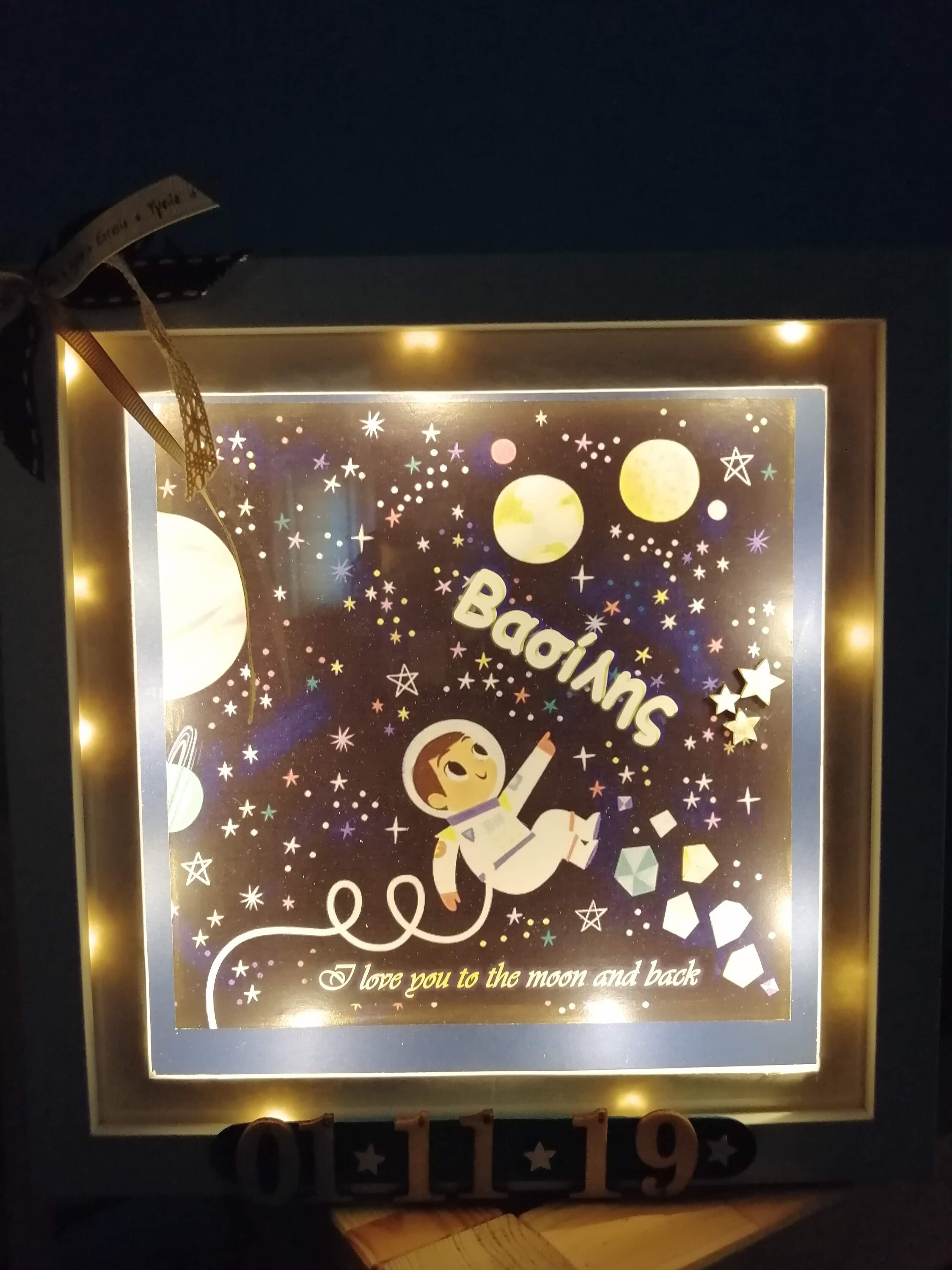 Shadow Box Personalized Led Light Astronaut Space Planets - Etsy Canada