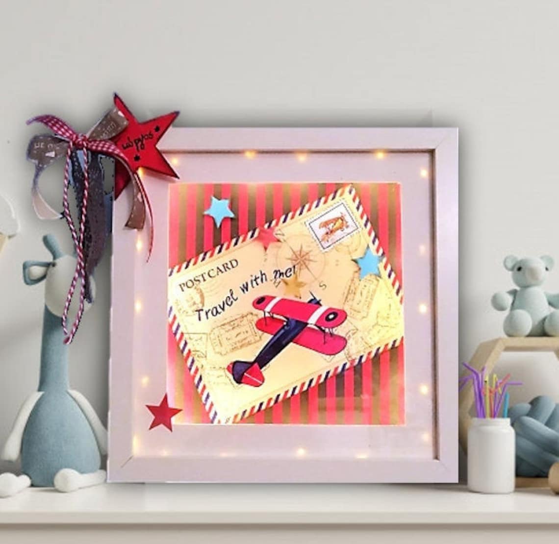 Shadow Box Personalized Led Light, Newborn Baby Boy Gift, Airplane ...