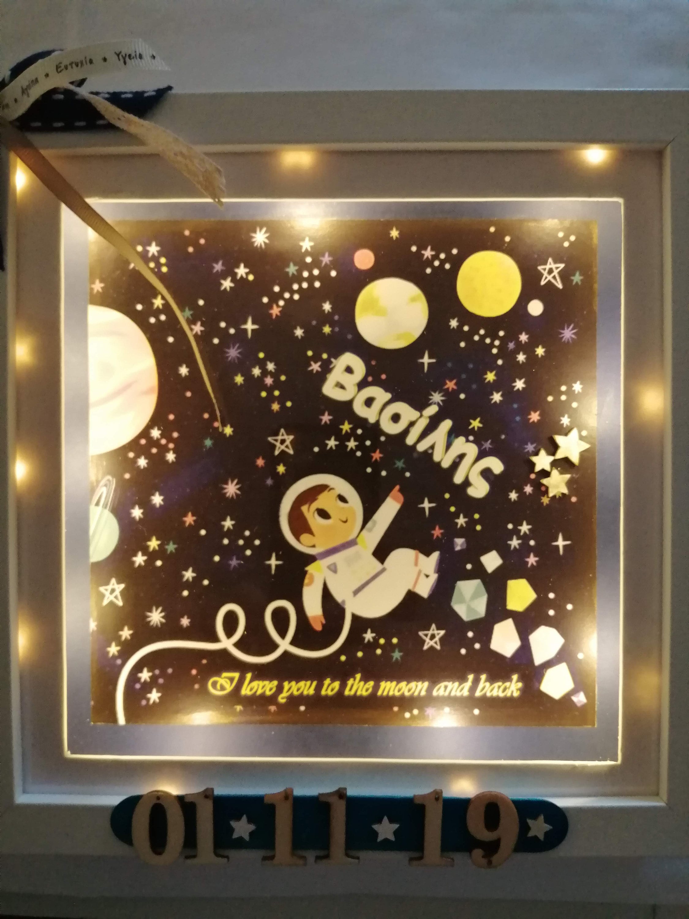Shadow Box Personalized Led Light Astronaut Space Planets - Etsy Canada