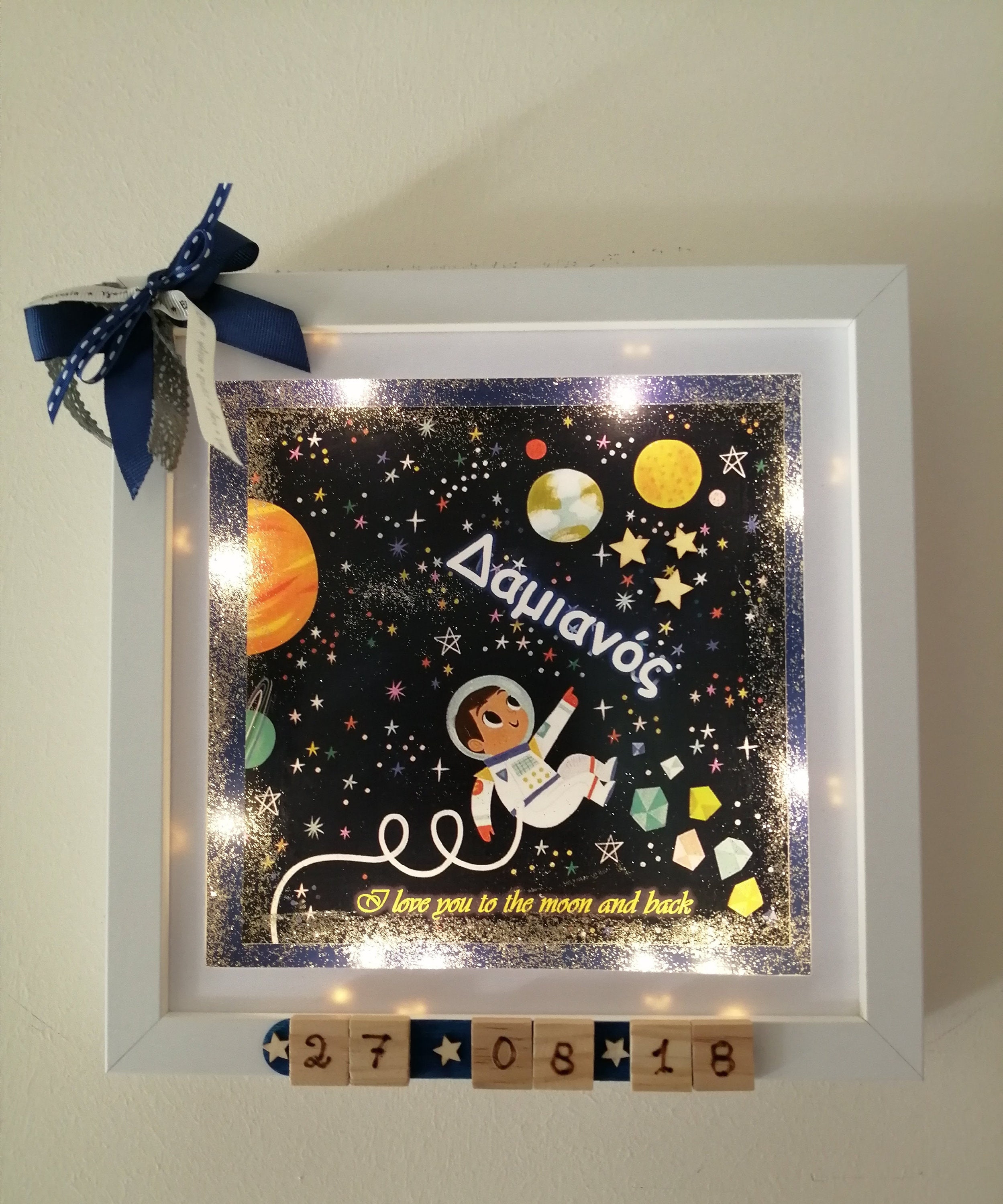 Shadow Box Personalized Led Light Astronaut Space Planets - Etsy Canada
