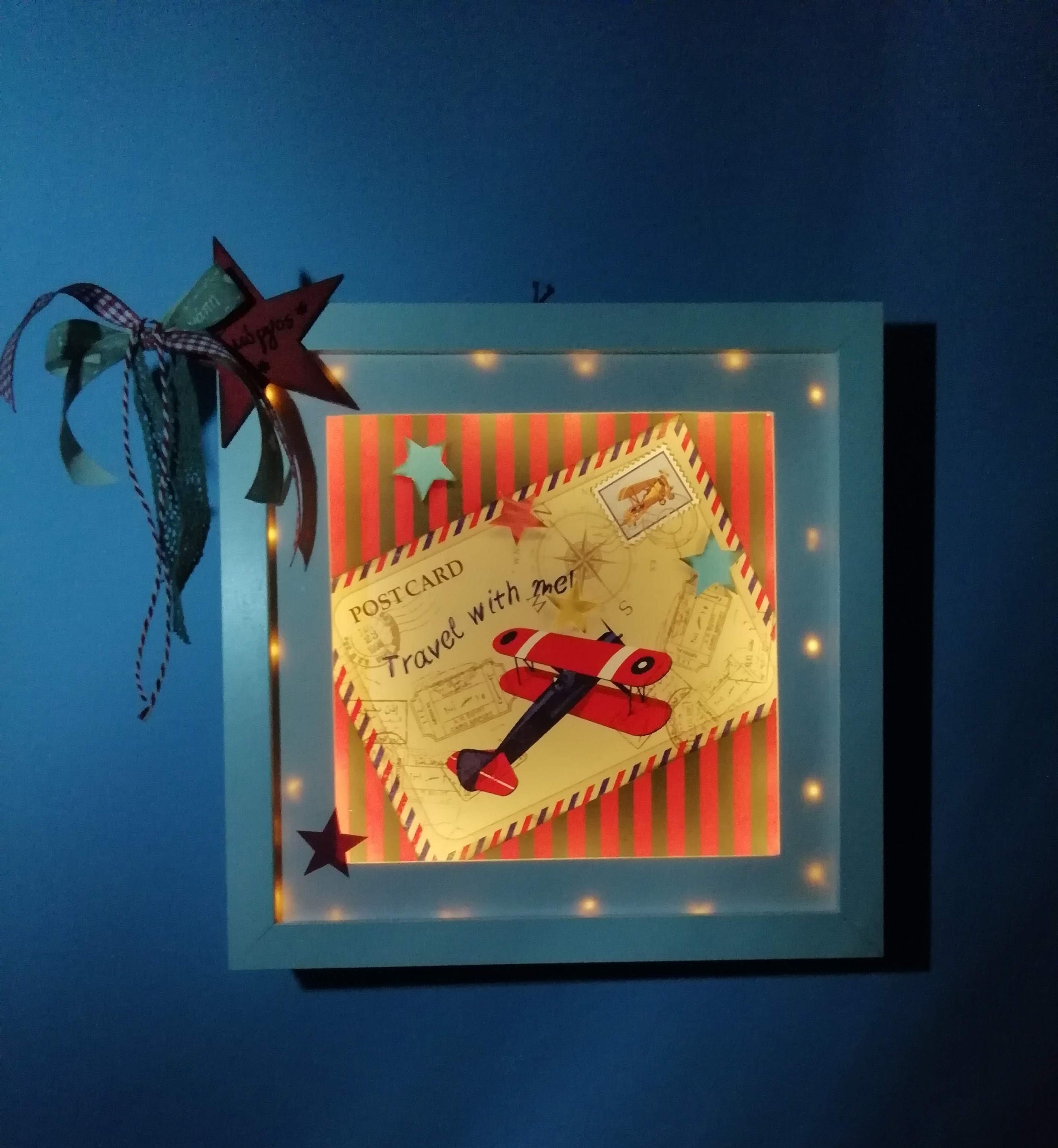 Shadow Box Personalized Led Light, Newborn Baby Boy Gift, Airplane ...