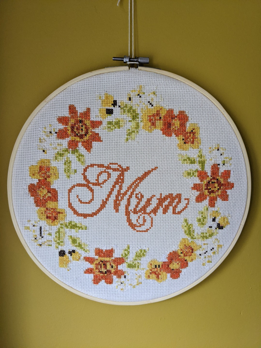 PDF Large Autumn Floral Wreath Mum Cross Stitch Pattern. Can be ...