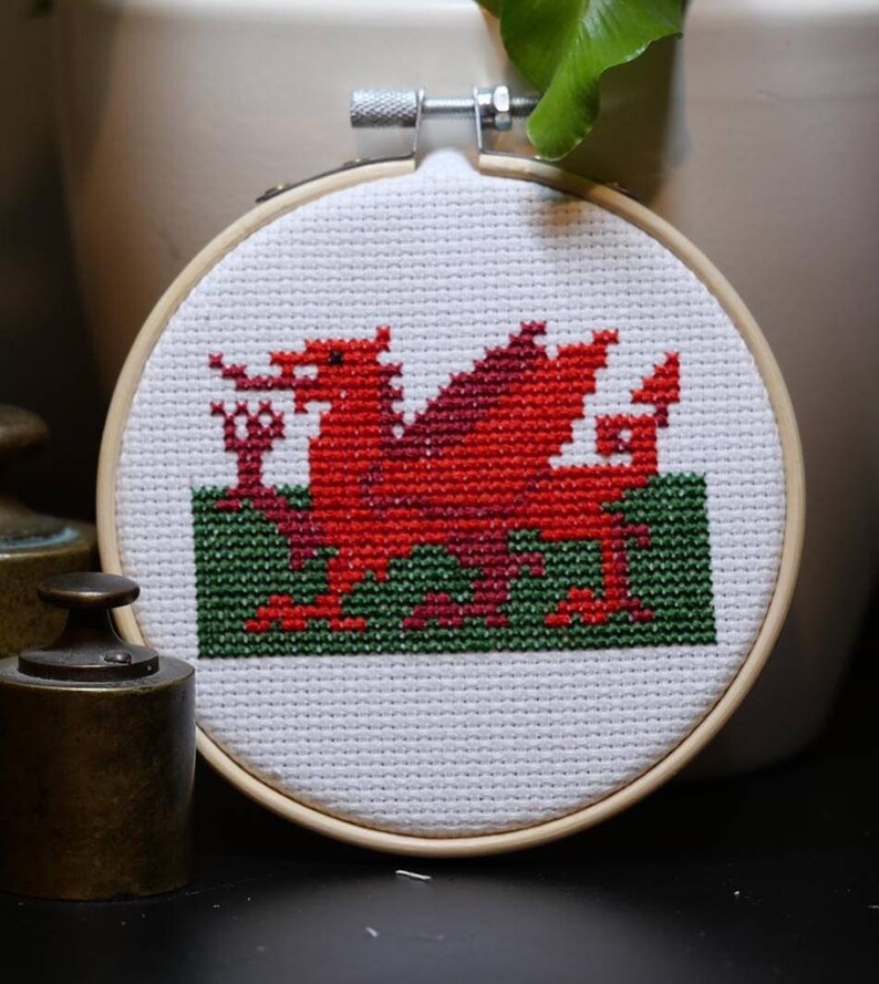 Welsh Dragon Handmade Cute Little 4inch Cross Stitch. - Etsy
