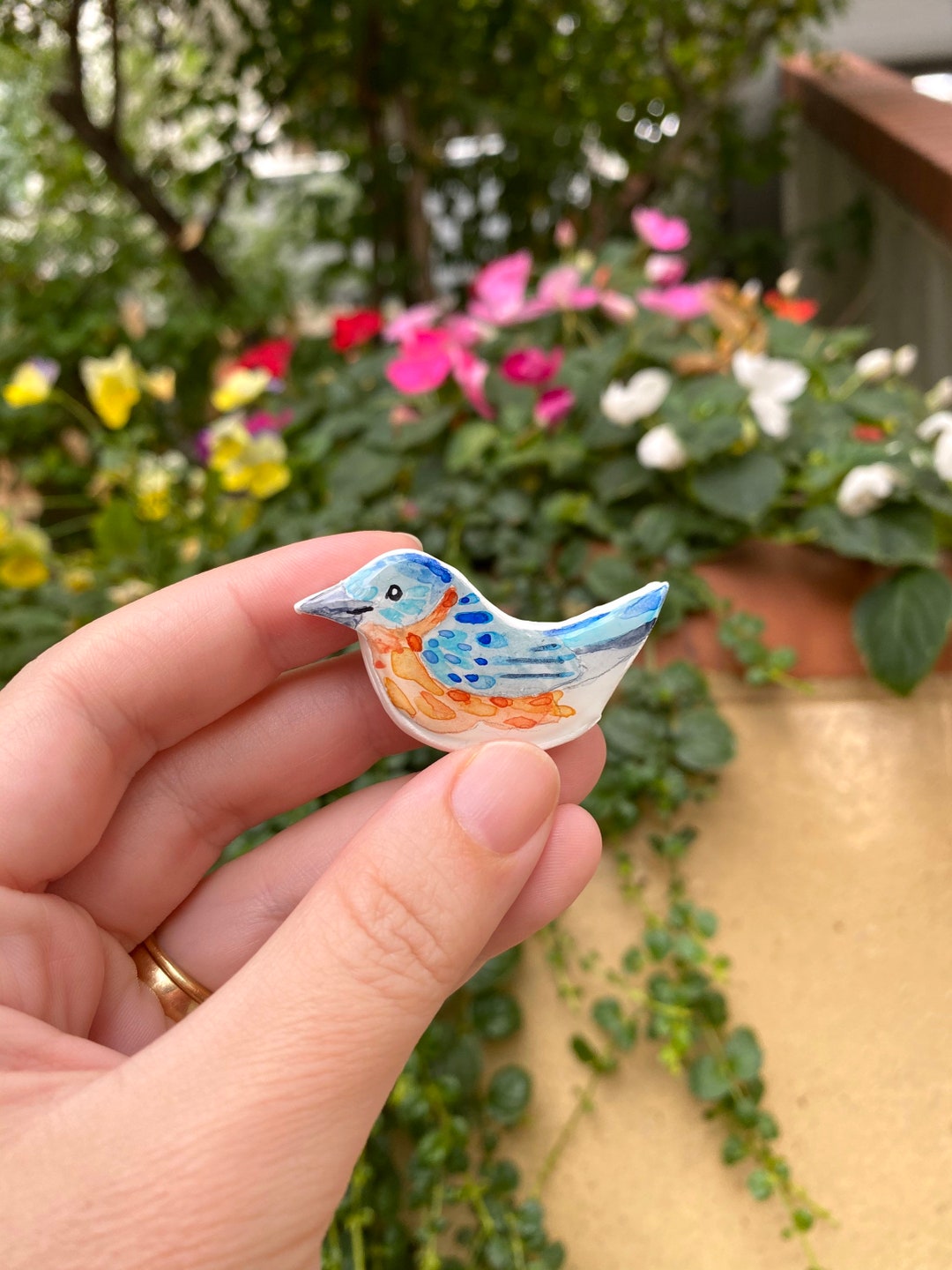 Bluebird - Painted Bird Pin - Hand Painted - Hans Sculpted - Bird Pin ...