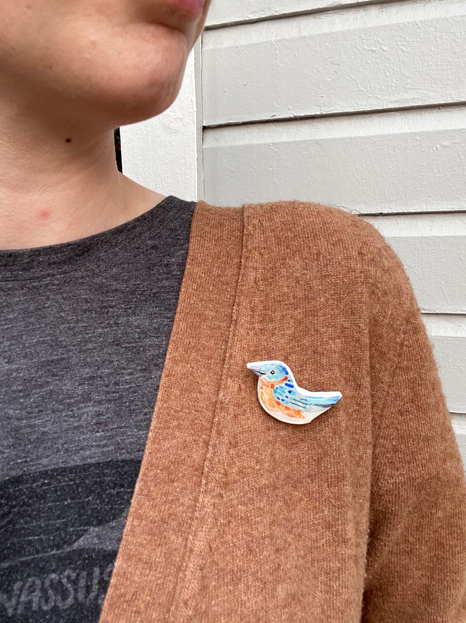 Bluebird - Painted Bird Pin - Hand Painted - Hans Sculpted - Bird Pin ...