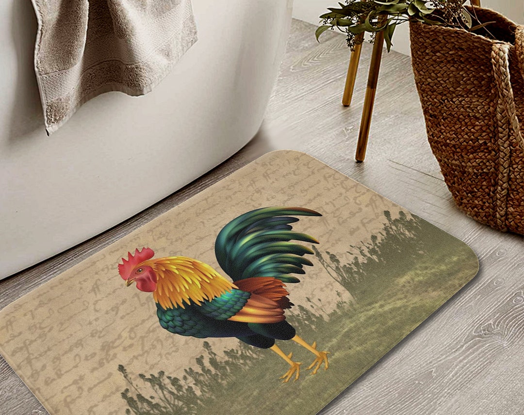 Rustic Rooster Bath Mat #1 - Country Farmhouse Farm House Bathroom Rug ...