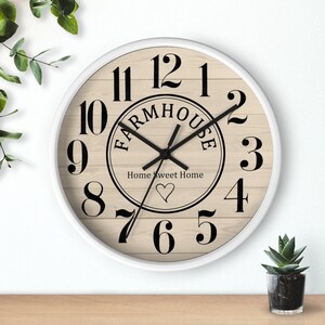 Farmhouse Wooden Wall Clock #1: Rustic Country Decor, Printed Design ...
