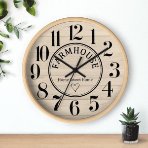 Farmhouse Wooden Wall Clock #1: Rustic Country Decor, Printed Design ...