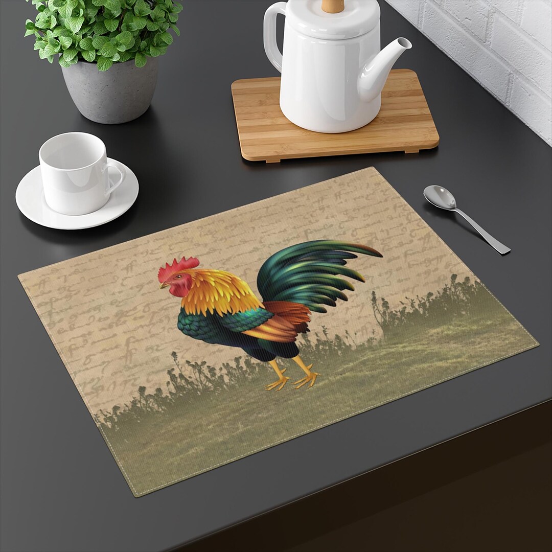 Rustic Rooster Placemat #1, 18"x14", Country Farmhouse Dinner Setting ...