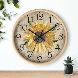 Vintage Sunflower Wooden Wall Clock #1: Country Chic Farmhouse Decor - Etsy