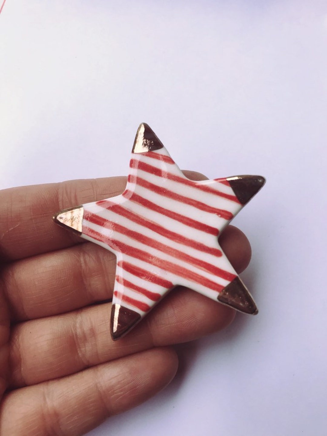 White Star Magnet With Red Stripes - Etsy