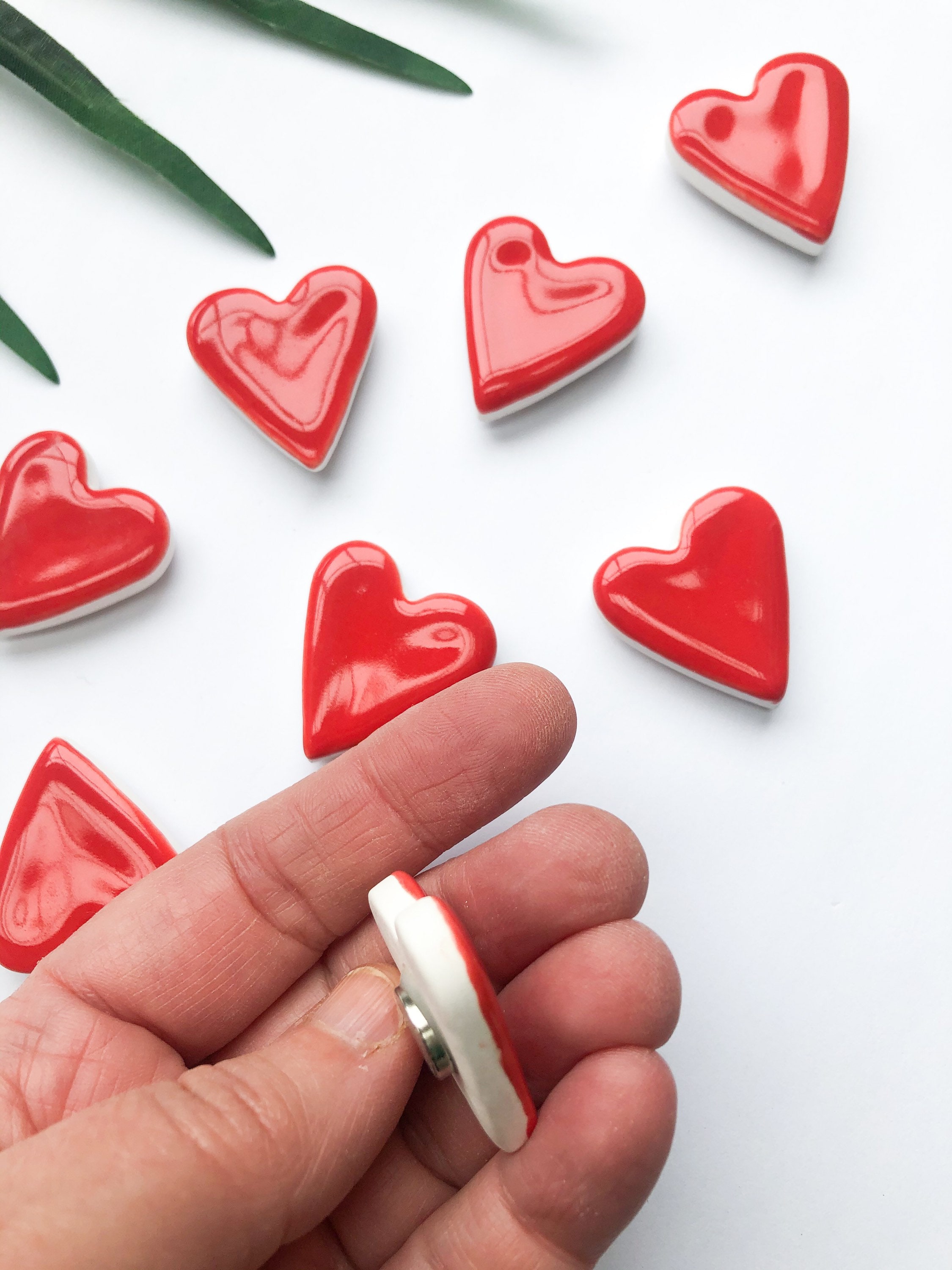 Small red ceramic heart magnet | Etsy