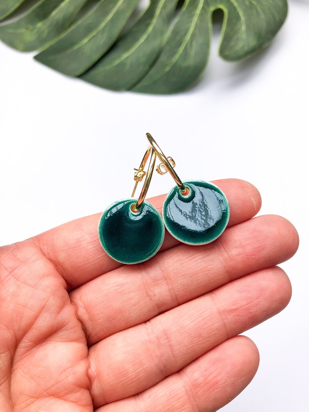Emerald Green Round Dangle Earrings - Etsy