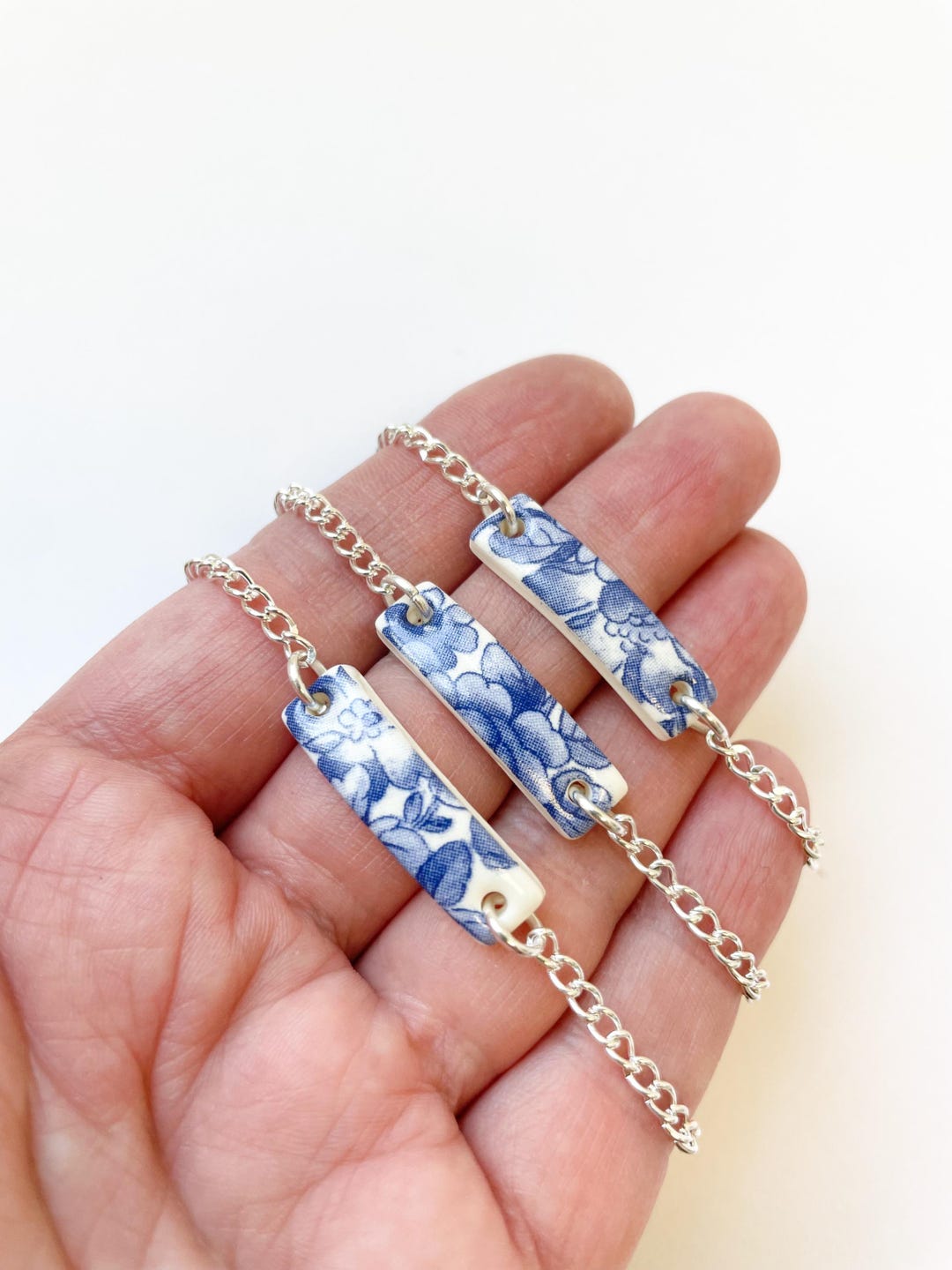 Vintage Blue China - Slim Rectangle Porcelain Blacelet, Delft Blue ...