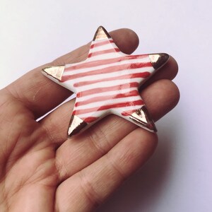 White Star Magnet With Red Stripes - Etsy
