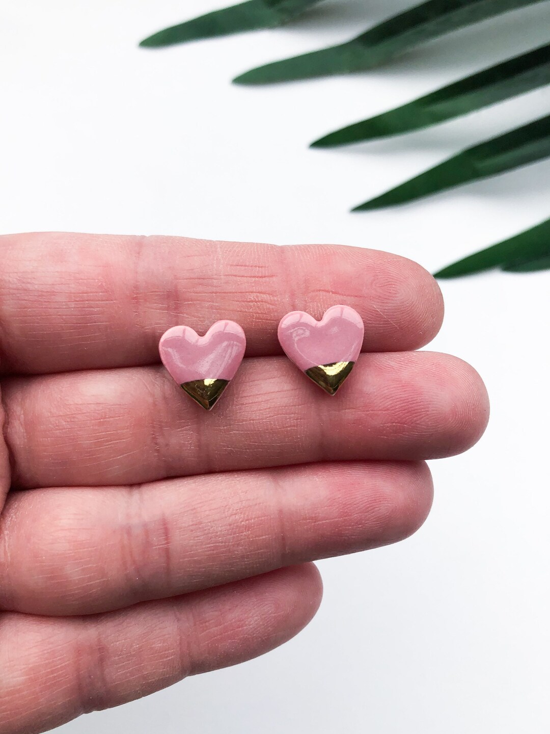 Dusty Pink Heart Earrings on Silver Plated Backs - Etsy