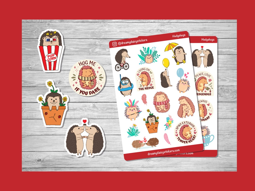 35 Hedgehog Stickers, Cute Hedgehogs, Planner Stickers, Journal ...